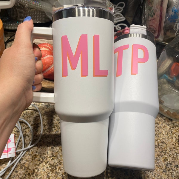 Double Layer Monogram Vinyl Decal - Two Color Vinyl - Shadow Block ...