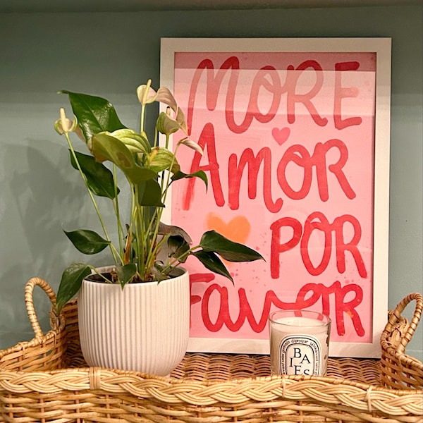 More Amor Por Favor Bright Wall Art Print Bedroom Trendy Modern ...