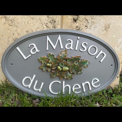 Personalised Solid Cast Resin House Name Sign Woodland Bouquet ...