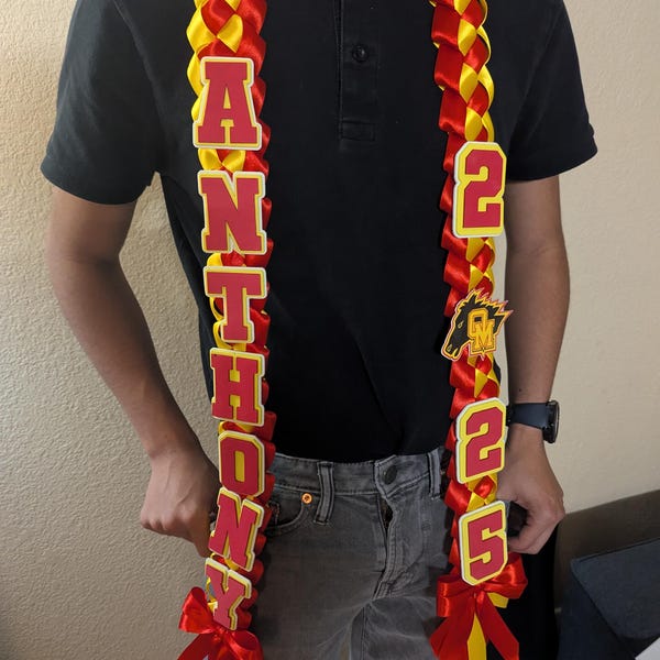 Two Color Personalized Graduation Lei With Mascot or Character - Etsy
