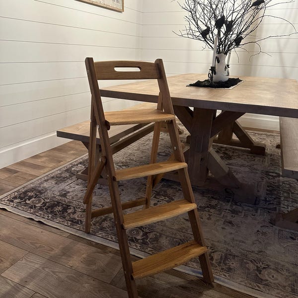 A Wooden Folding Ladder Made of Oak. Size110cm High(43inche)for Home ...