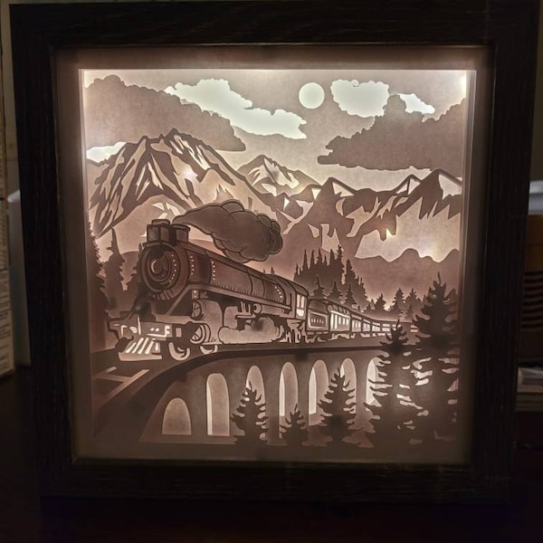 3d Old Train Silhouette, Shadow Box Templates, Paper Cut, Files for ...