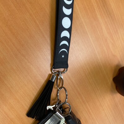 Moon Keychain Wristlet Moon Phase Key Fob Witchy Things Moon Lanyard ...