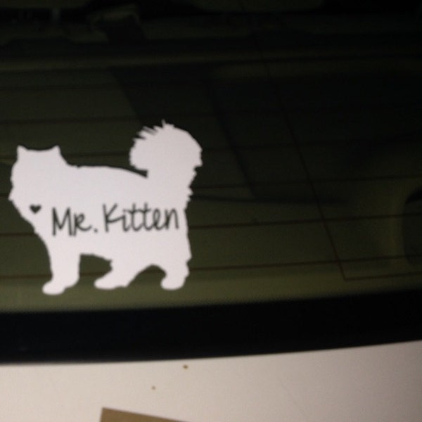 Long Haired Cat Silhouette Vinyl Sticker Car Decal Personalized - Etsy