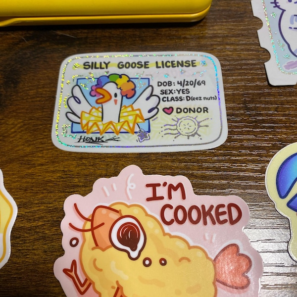 Silly Goose License Holographic Waterproof Sticker Cute Clown Circus ...