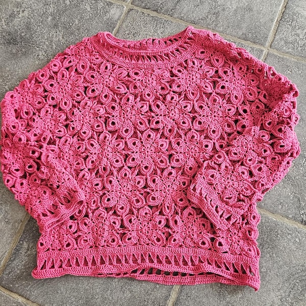 Boat Neck Top Crochet PATTERN Seamless Lace Pullover, Jumper, Cover Up ...