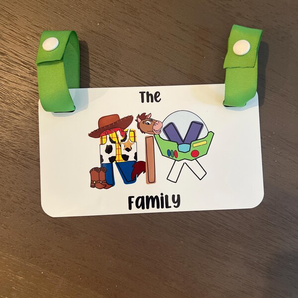 Personalized Family Name Stroller Tag, Amusement Theme Park Sign for ...