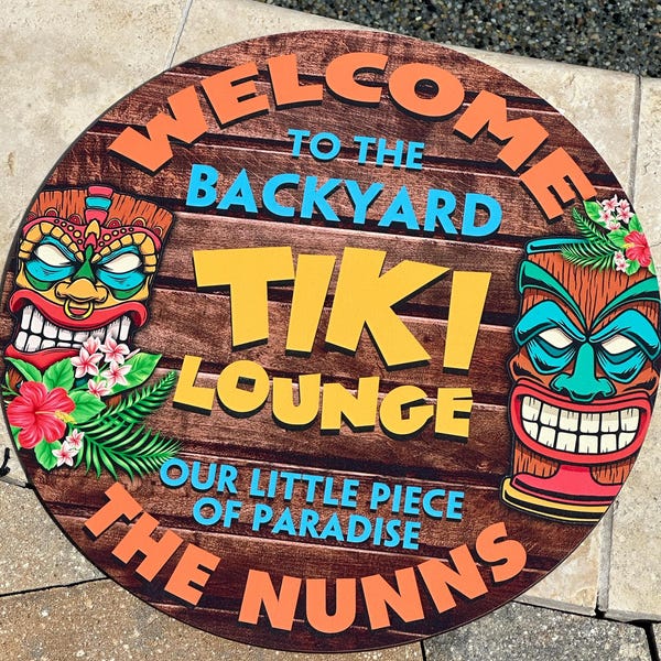 Personalized Tiki Bar Round Wood Sign Tiki Bar Tiki Hut Tiki Lounge ...