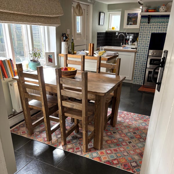Rustic, Farmhouse Dining Table and 4 Chairs 800 X800 in White Cream or ...