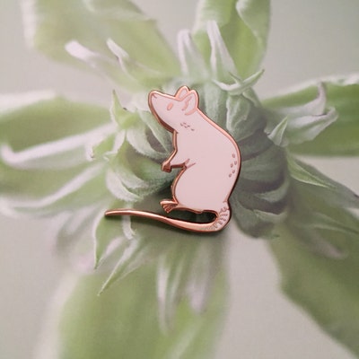 Curious White Rat Rose Gold Enamel Pin - Etsy