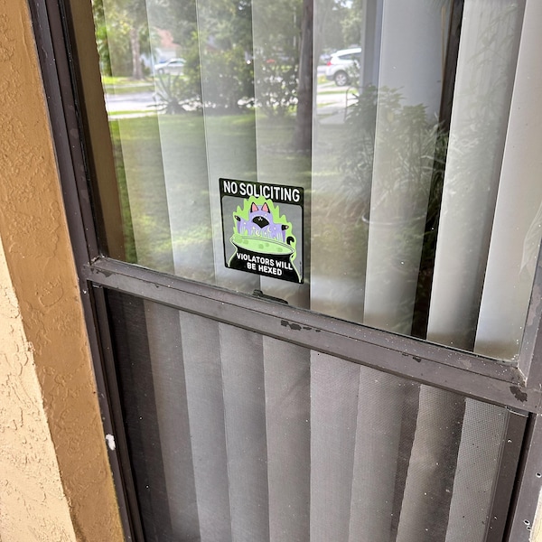 No Soliciting Sign Window Cling Goth violators Will Be Sacrificed ...