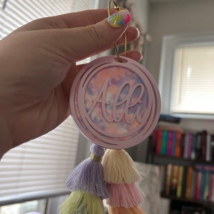 Varsity Letter Keychain With Mini Ombre Tassel Initial Zipper Pull ...