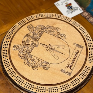 Bear Wildlife Art 3 Track Cribbage Board 120 Points & 6 Pegs, Round ...