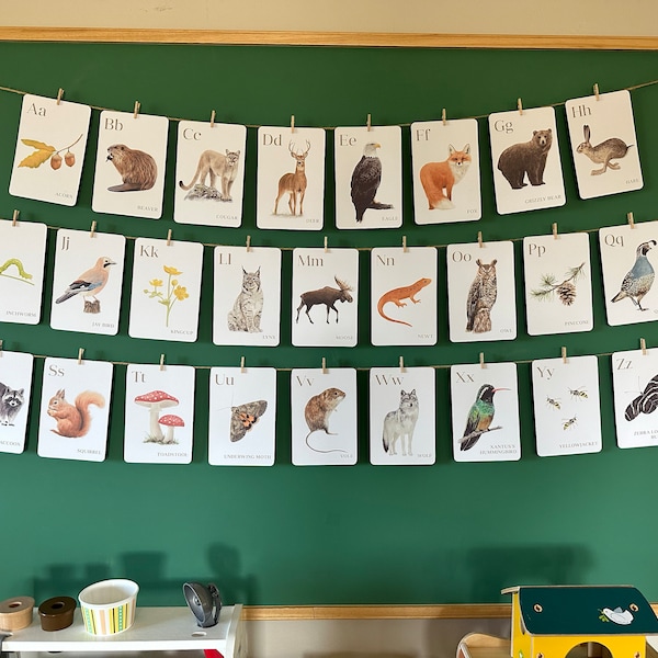 Woodland ABC Cards, Animal Alphabet Cards, Nature Themed Alphabet Cards ...