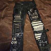 Custom Handmade Punk Rock Goth Emo Metal Cyber Dark Ripped Crazy Weird ...