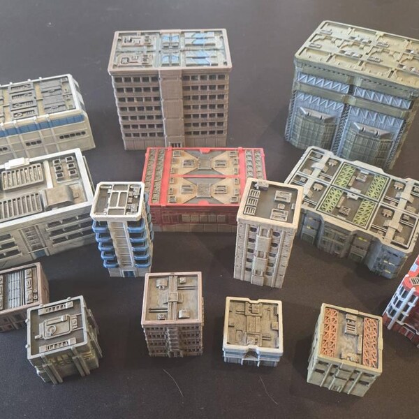 Mecha City Alpha Buildings - 6mm 8mm Mech Wargames Tabletop Terrain ...