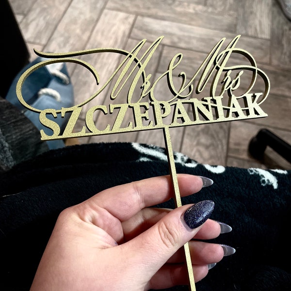 Custom Name Gold Wedding Cake Topper, Personalized Cake Topper, Custom ...