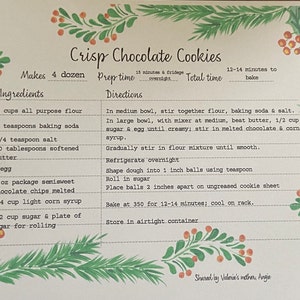 Editable Holiday Recipe Card Template - Etsy