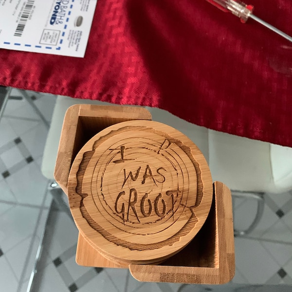 I Was Groot , Bamboo Coaster Set , Groot , I Am Groot , Housewarming ...