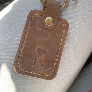 Personalized Leather Keychain, Leather Initial Keychain Personalized ...