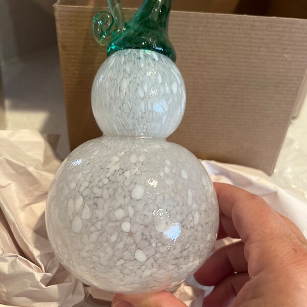 Handmade Blown Glass Pumpkin, Fall Spotty Pumpkin With Curly Tan Stem ...