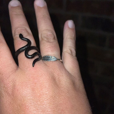 Gothic Bird Skull Ring Witchy Raven Ring Goth Horror Jewelry Black Crow ...