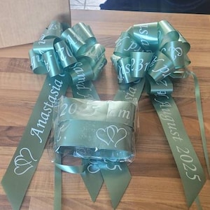 Personalised Wedding Car Ribbon and Bonnet Bow Kit Printed Car Ribbon ...