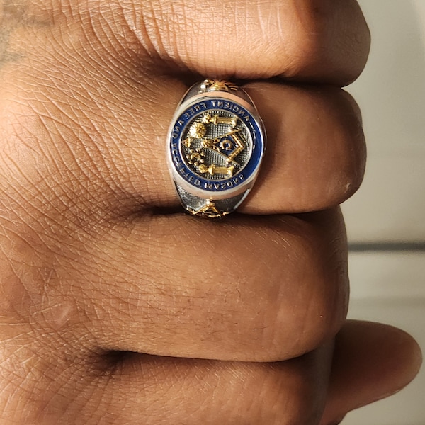 Masonic Ring AF AM Silver 925 Freemason Mason Masonry Jewelry Gift 18k ...