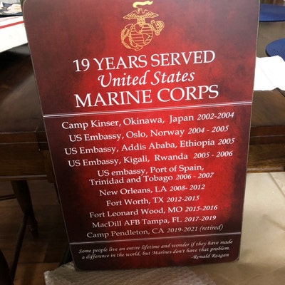 Marine Corps Service Sign Personalized Military Retirement Armed Forces ...