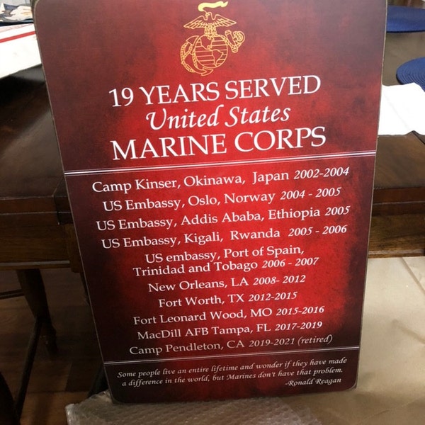 Marine Corps Service Sign - Personalized Military Retirement - Armed ...
