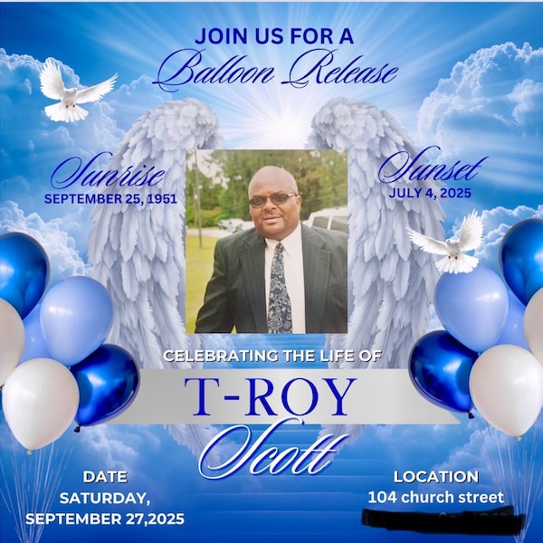 Memorial Balloon Release Flyer | Funeral Flyer | Memorial Flyer | RIP ...
