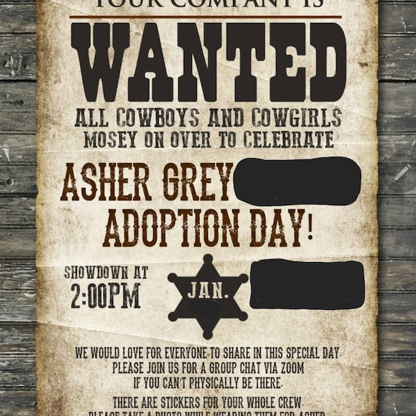 Cowboy Birthday Invitation, Printable and Printed Invitations, Wanted ...