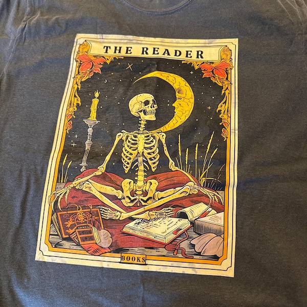 The Reader Tarot Print, Skeleton Reader Tarot Card Wall Art, Book Lover ...