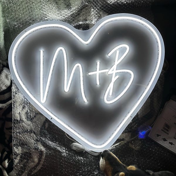 Custom Initials Wedding Neon Sign, Minimalist Initials Neon Wedding ...