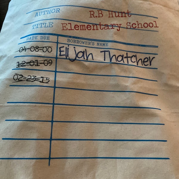 Library Book Return Card Personalized Tote Bag - Choose Value or ...