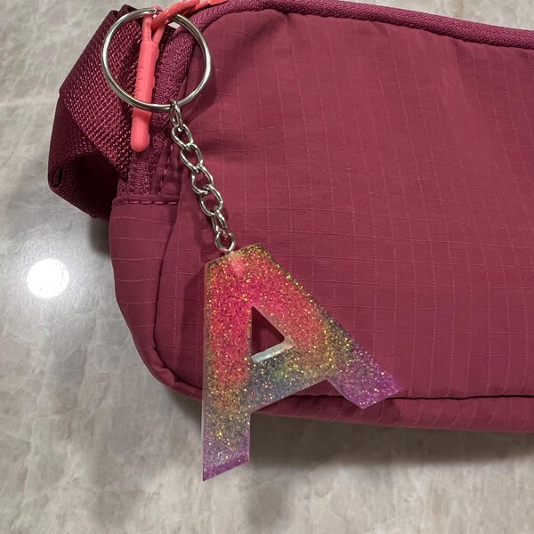 Tie-dye Rainbow Initial Key Chain, Letter Keychain, Rainbow Keychain ...