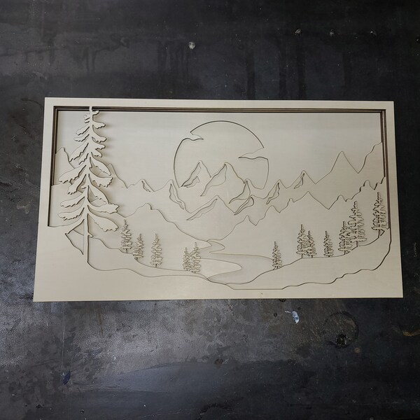 Horizontal Mountain Scenery Laser Cut File, Cnc Project, Glowforge ...