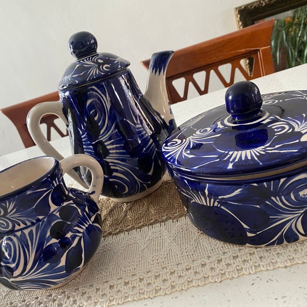 SET of 2 Appetizer Plate and Salsa Bowl Handmade Mexico Pottery ...