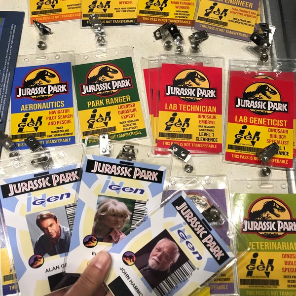 Jurassic Park Clip-on Ingen ID Photo Pass Badge Set Prop Collection ...