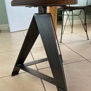 Bar Height, Windmill Stool, Metal Base, Solid Wood Seat, Swivel and ...