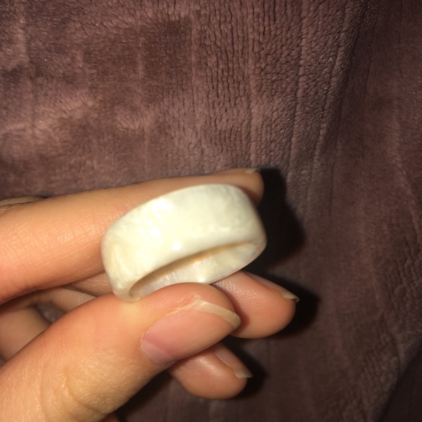 White Pearl Resin Ring - White Pearl Resin Unisex Wedding Band - Gift ...