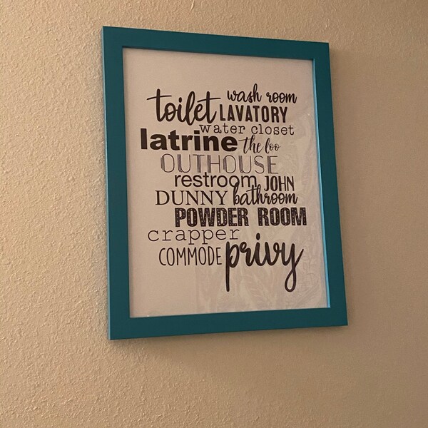 Funny Bathroom Sign - Toilet Names - Loo - Unframed 11x14 Restroom Art ...