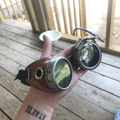 Copper and Silver Steampunk Goggles With Silver Gears and Magnifying ...