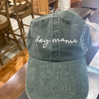 Dog Mama Script Dad Hat, Pigment Dyed Unstructured Baseball Cap, Dog ...