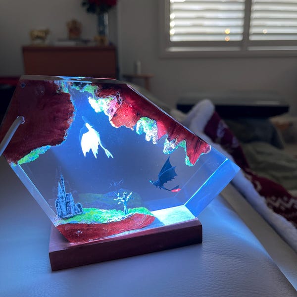 Shark Vs Kraken Fight Diorama Megalodon Hunting Ocean Theme Epoxy Lamp ...