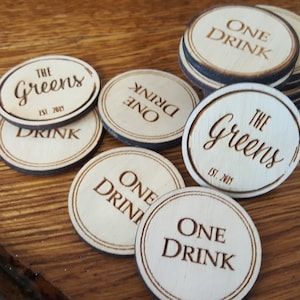 100 Custom Drink Tokens laser Engraved - Etsy