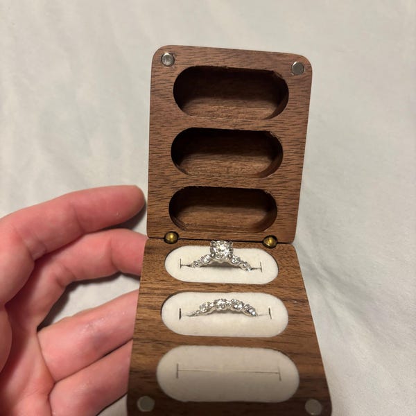Personalized Double Ring Bearer Box for Wedding Gift,handmade Round ...