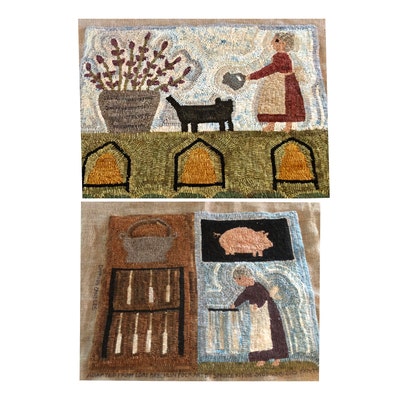 Primitive Folk Art Hooked Penny Rug Table Runner Early Style - Etsy