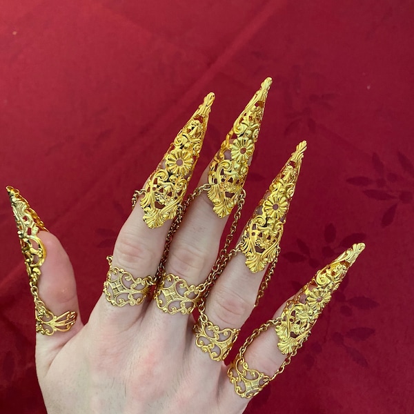 Full Hand Armor "alik" Gothic Finger Claws - Dark Nail - Dark Jewelry ...