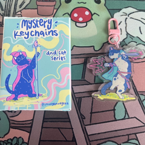 Mystery Box Cute Cat Dnd Classes Acrylic Keychains, Cat Keychains ...